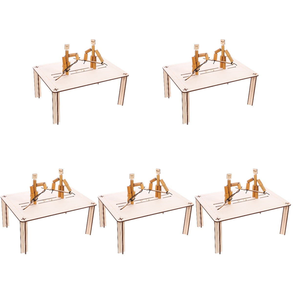 5 Sets Bamboo Puppet Kit Funny Bamboo Puppet with Wooden Fighting Table ...