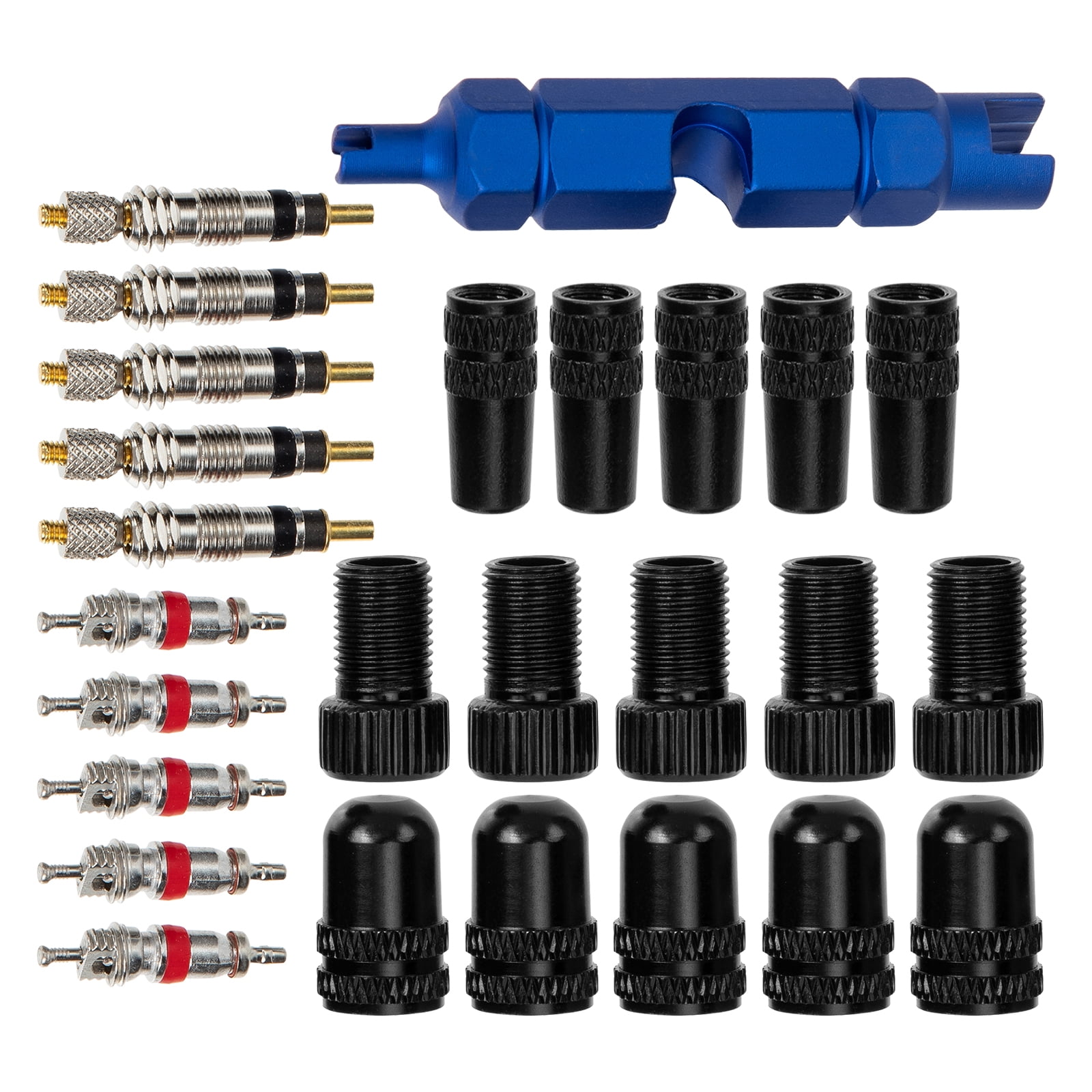 5 Sets Valve Core Bike Tool Nozzle Caps Cycling Repairing Kit Wheel ...