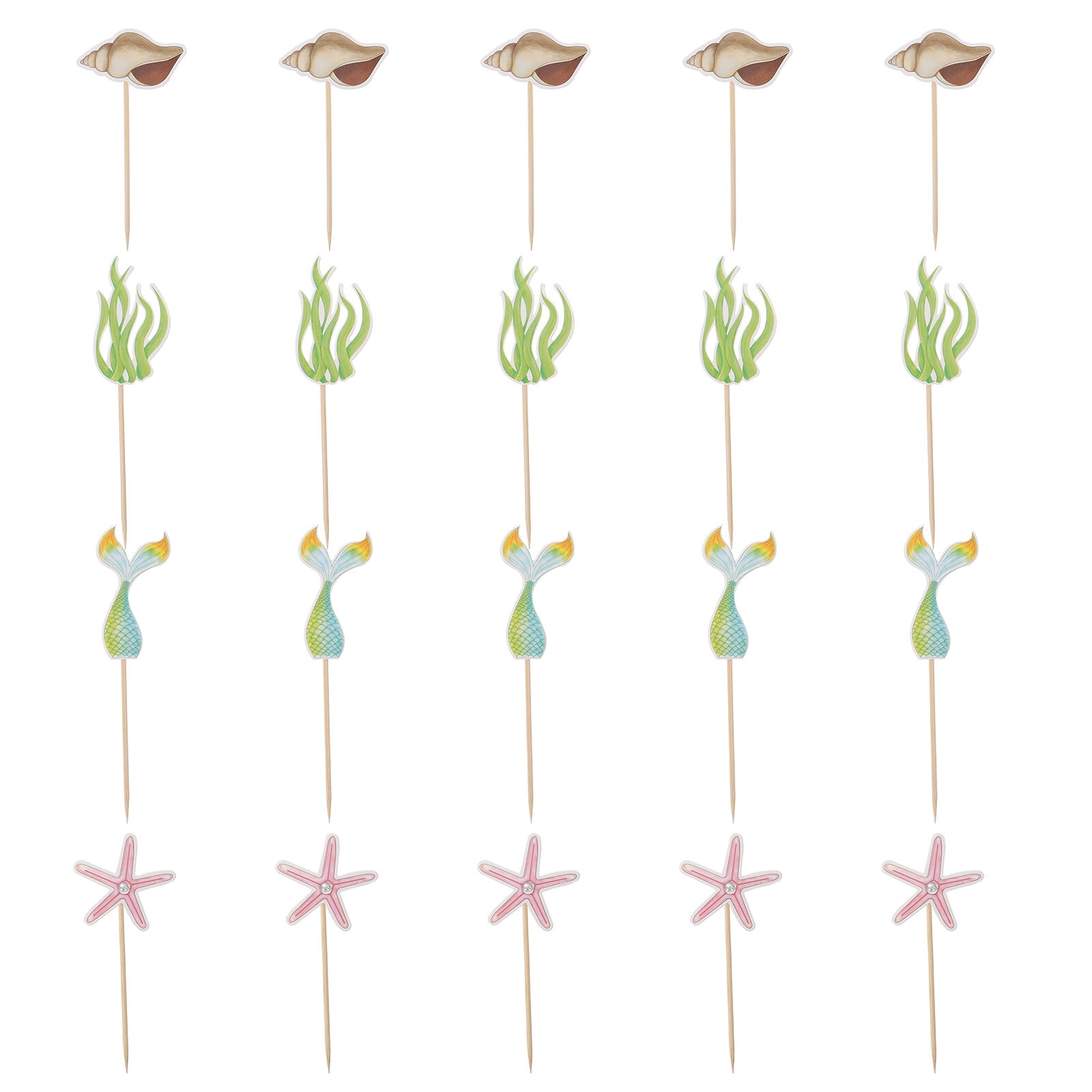 STRANDCHIC Cupcake Toppers Assorted Color Mermaid Shape Cake Adornments ...