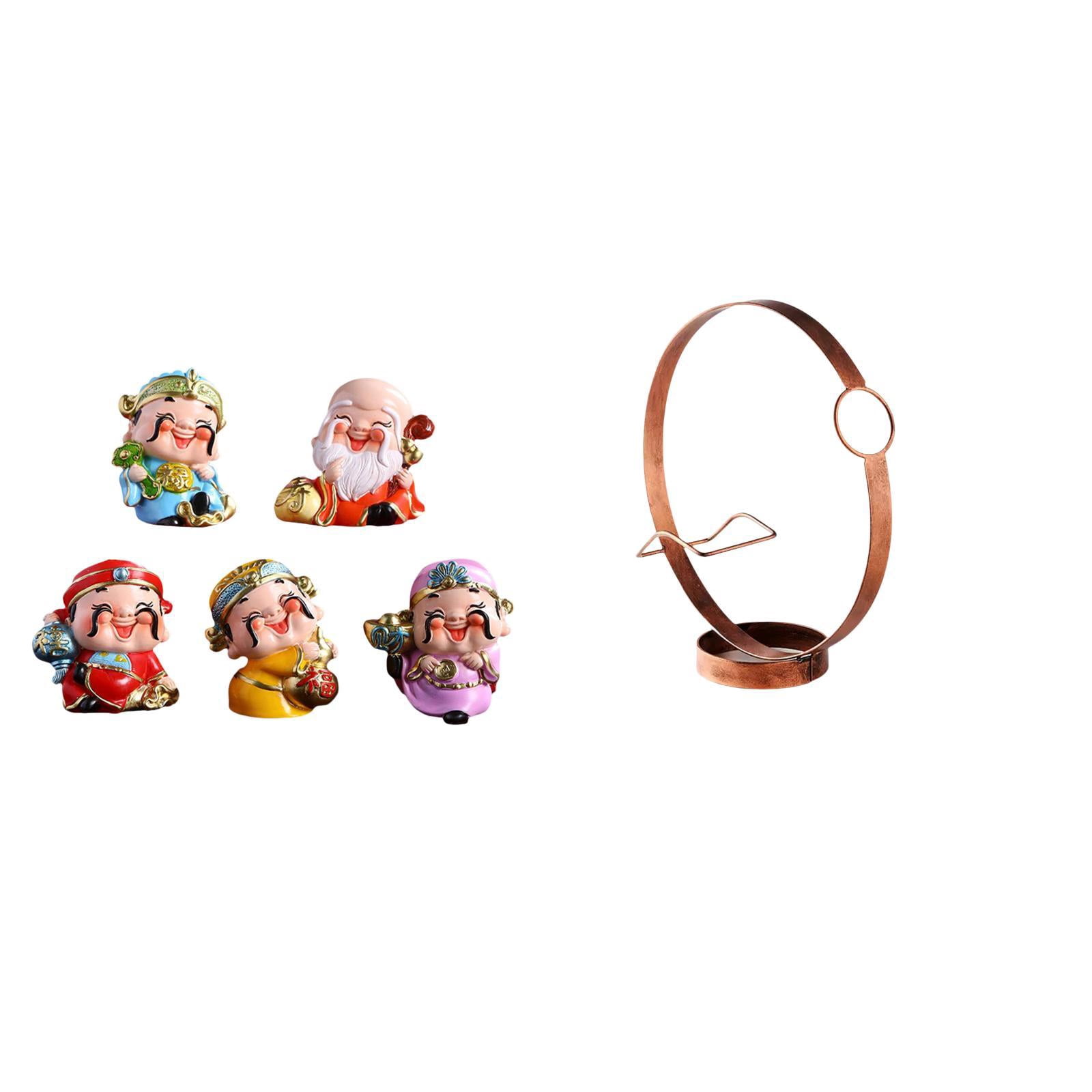 5 Sets Cartoon God of Fortune Figurine Wine Stand Rack Desktop Figurine ...