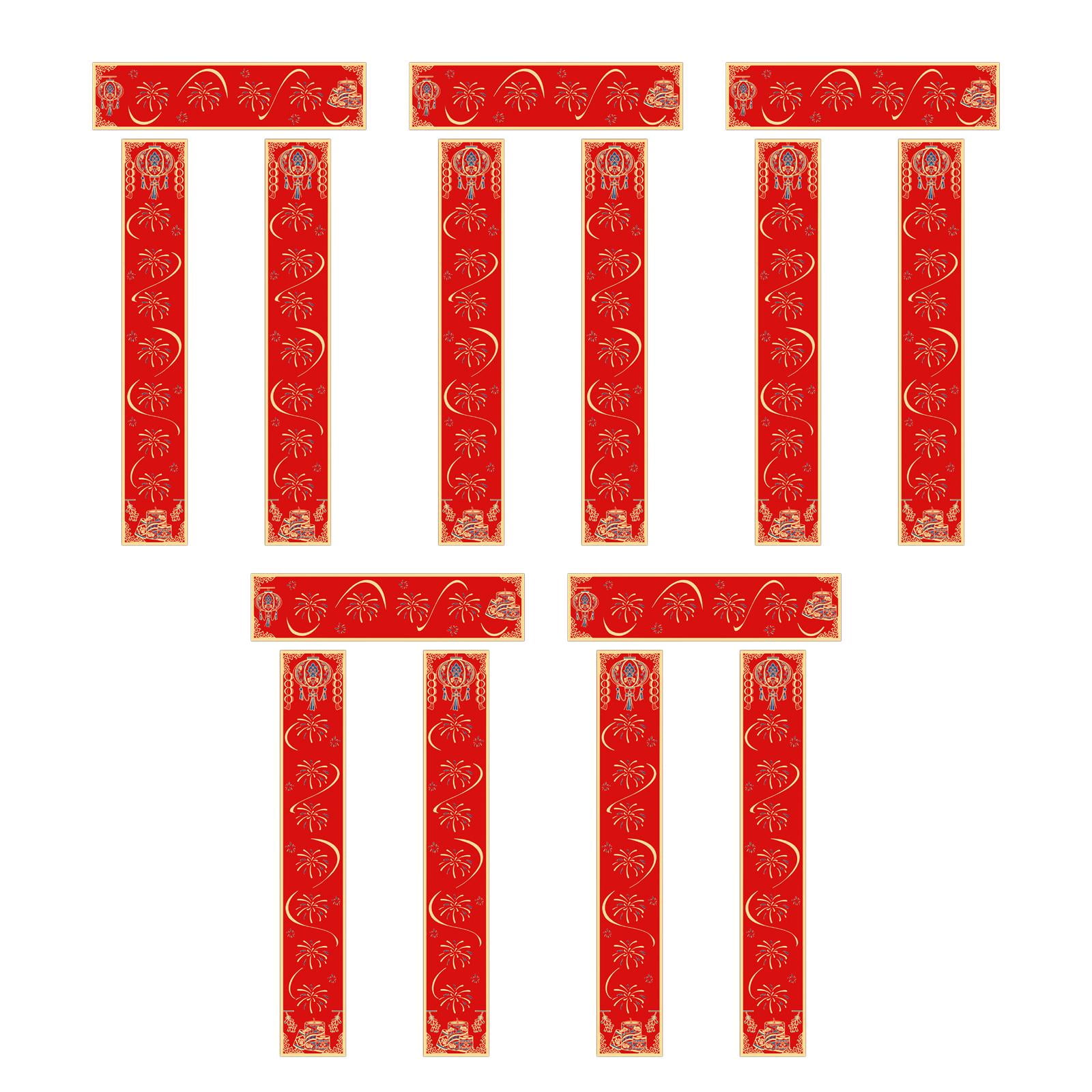 5 Sets Chunlian Scrolls Decorative Blank Paper Bright Red Material ...