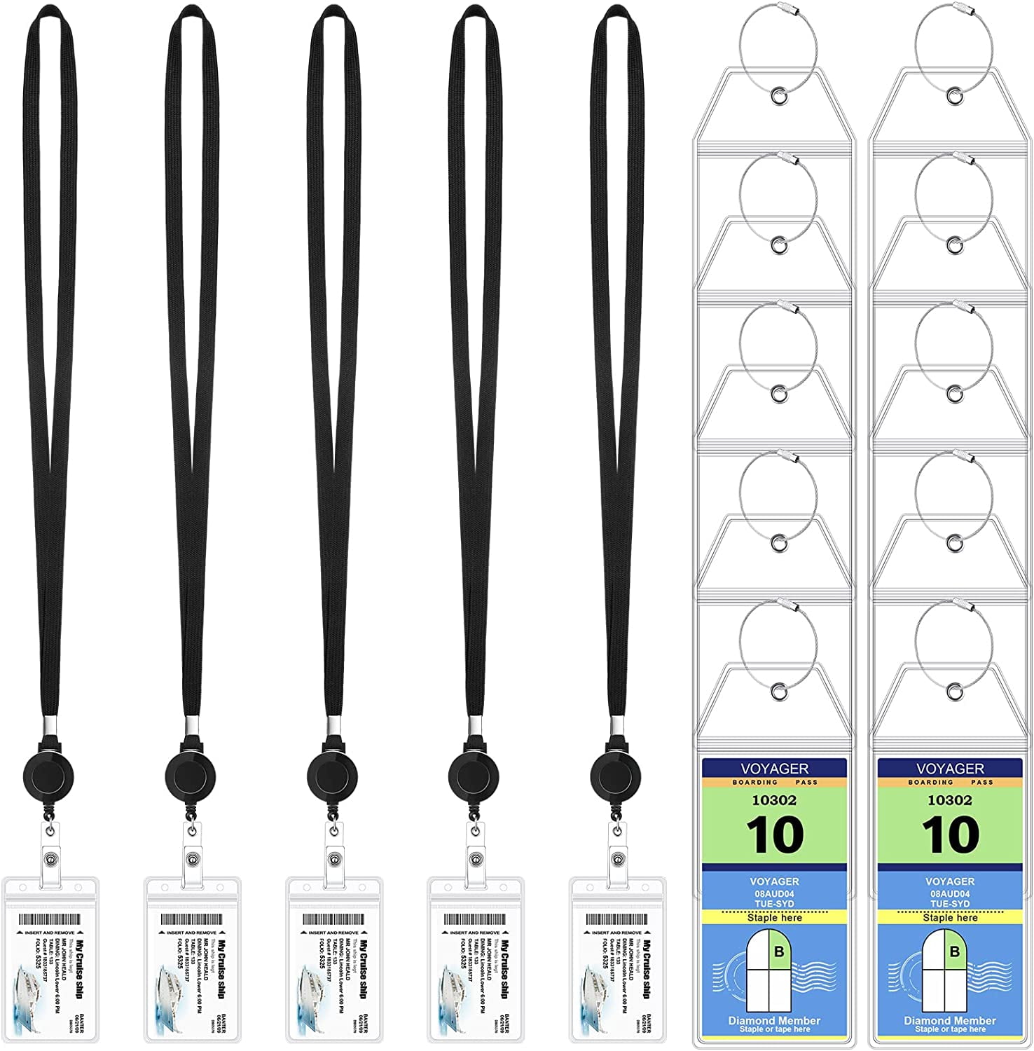 5 Sets Cruise Lanyards, Retractable Carnival Cruise Lanyard with 10 ...