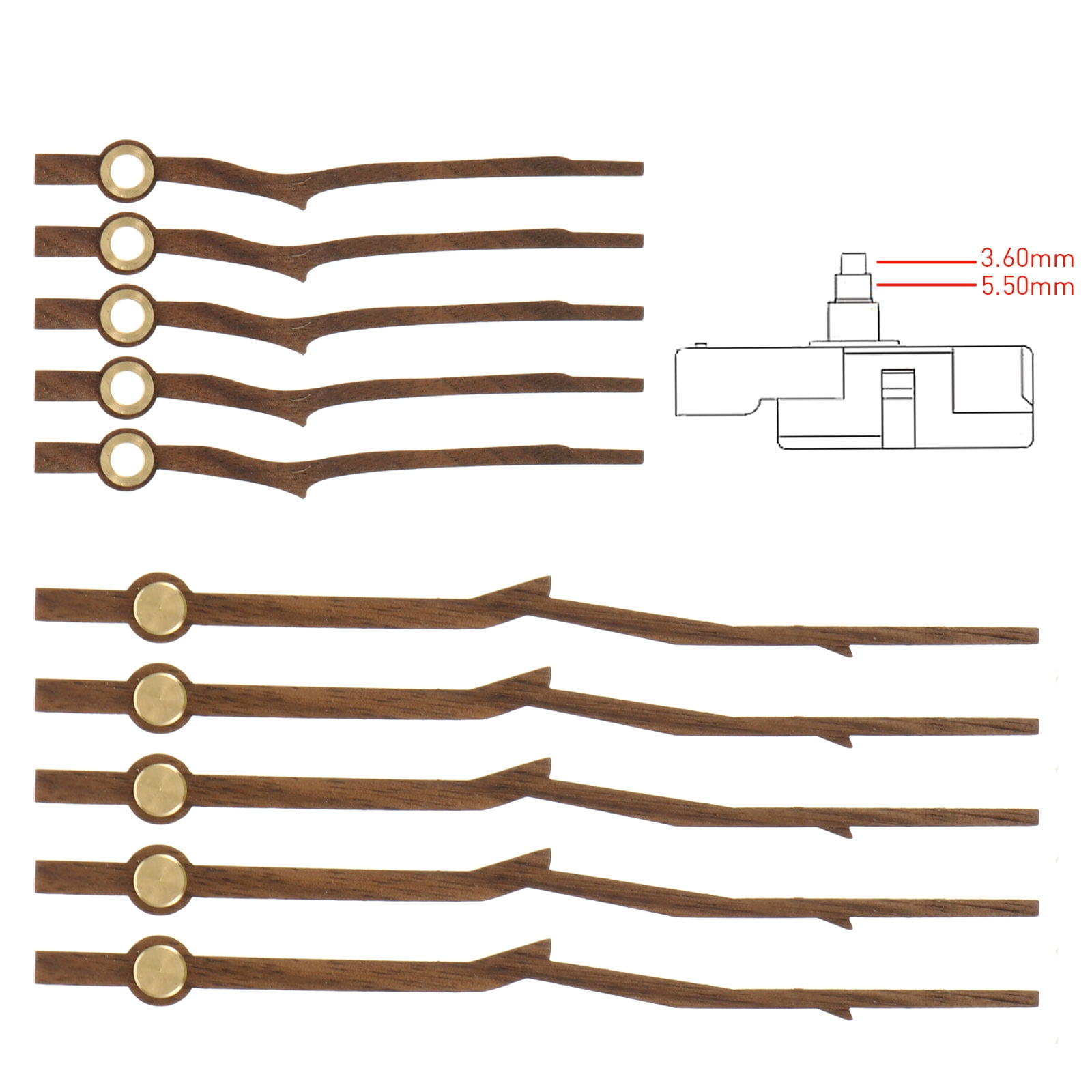 5 Sets DIY Clock Kit Mechanism Wooden Hands Quartz Wall Frameless ...