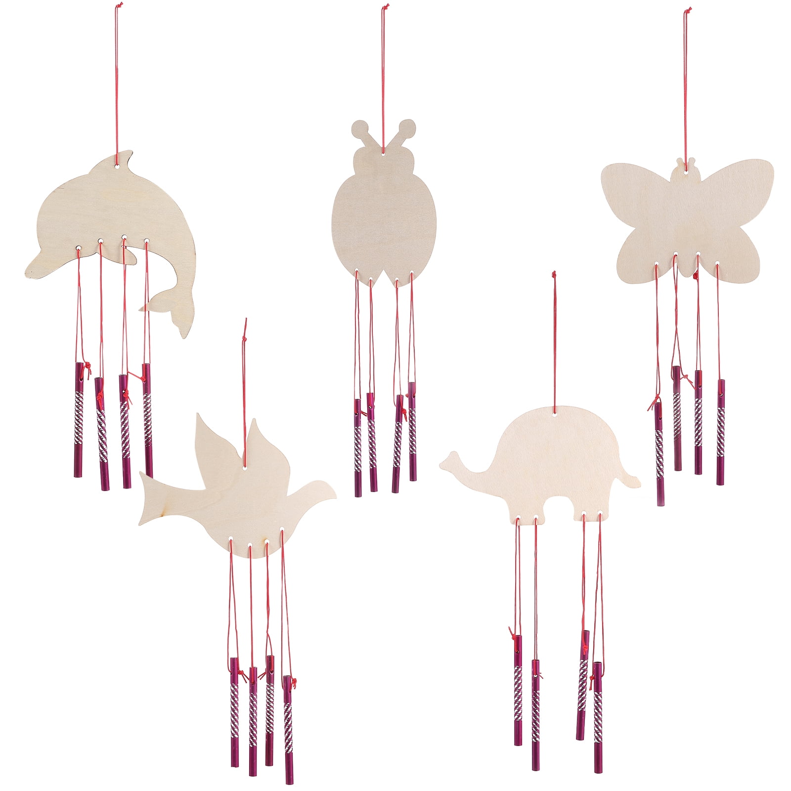 5 Sets DIY Wind Chimes Kids Craft Kit Wood Wind Chimes Outside ...