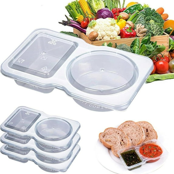 GAUEIOUR Disposable Double Compartment Condiment Containers, 5 Sets ...