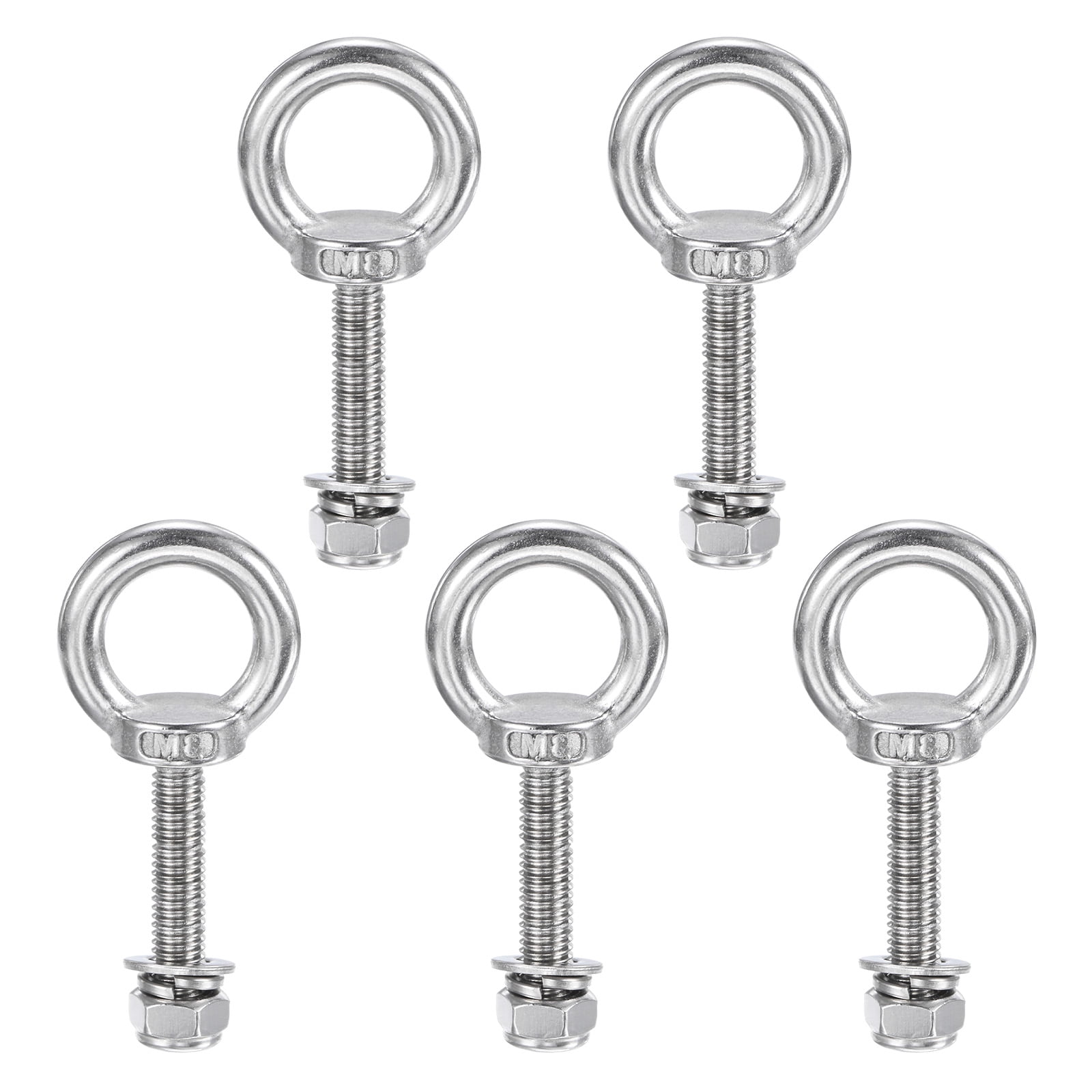 5-Sets Eye Bolts with Nuts, M8x40mm 304 Stainless Steel Lifting ...