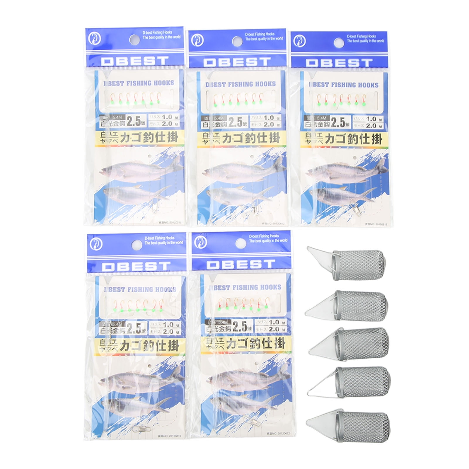 5 Sets Fishing String Hook Barbed Luminous Carbon Steel Nylon with Bait ...