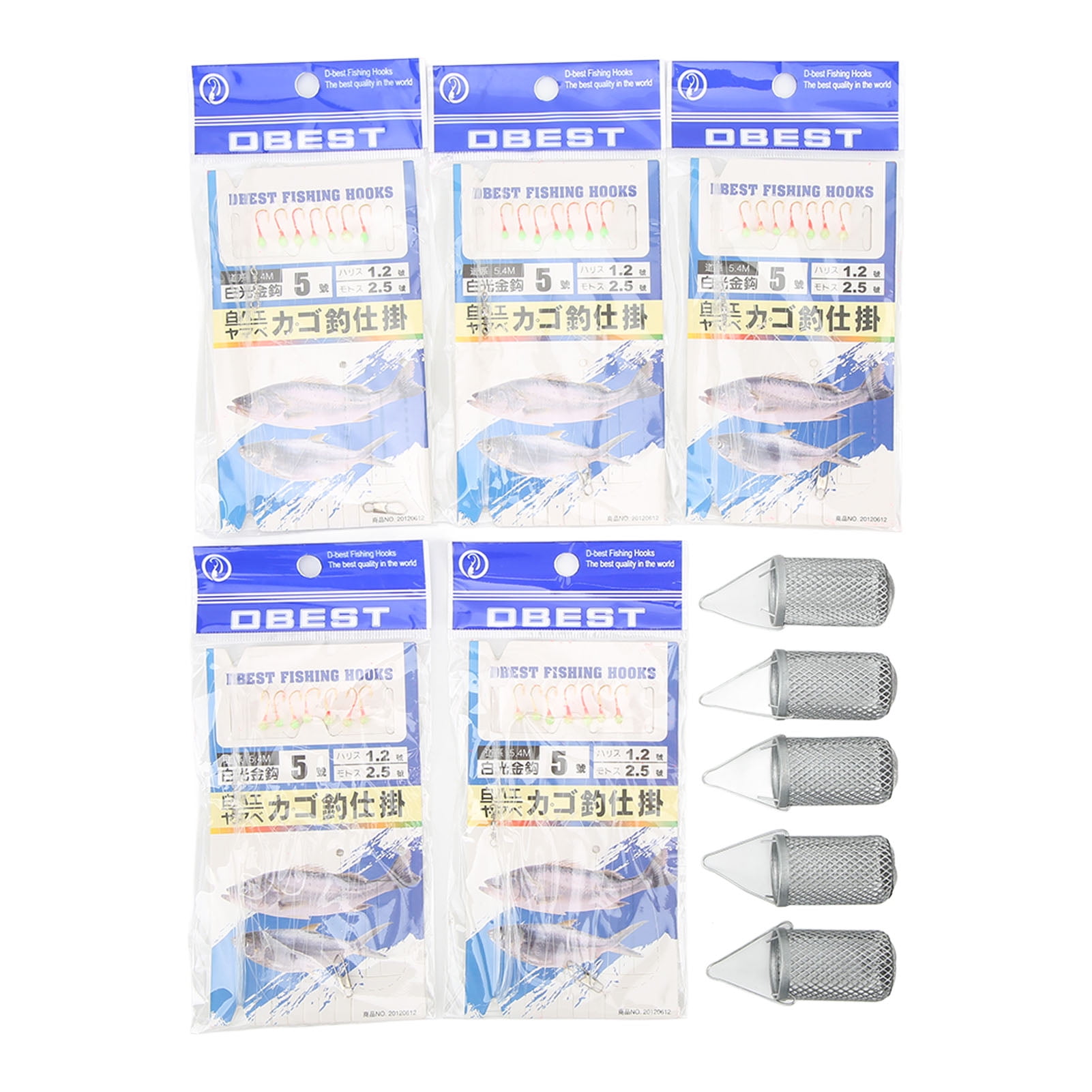 5 Sets Fishing String Hook Barbed Luminous Carbon Steel Nylon with Bait ...