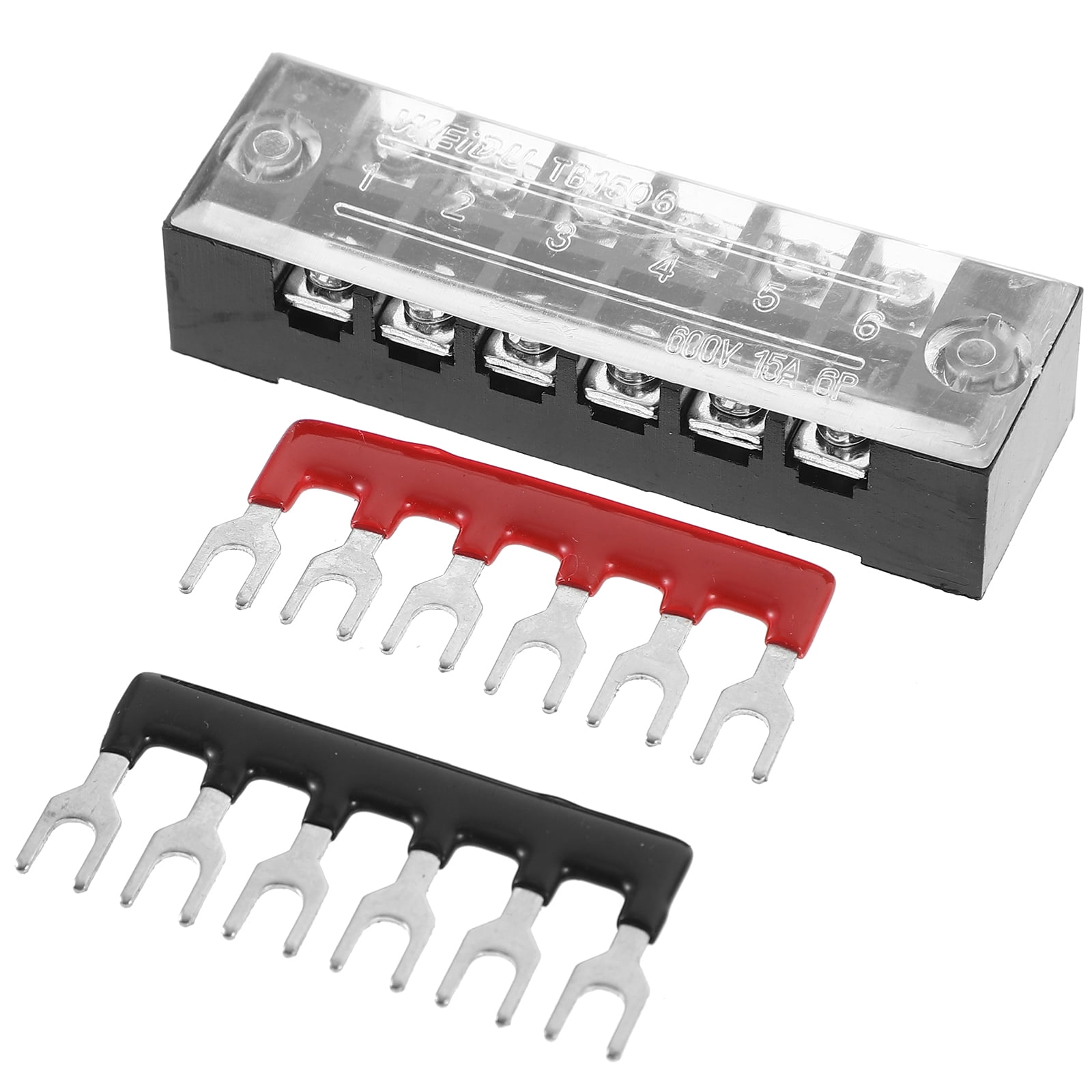 FENGGUIQU 5 Sets Insulated Terminals Barrier Red Plastic 6 Dual Row ...