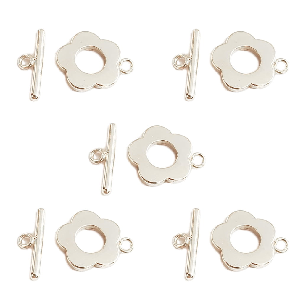 5 Sets Flower Toggle Clasp T-Bar Closure Connector OT Necklace ...