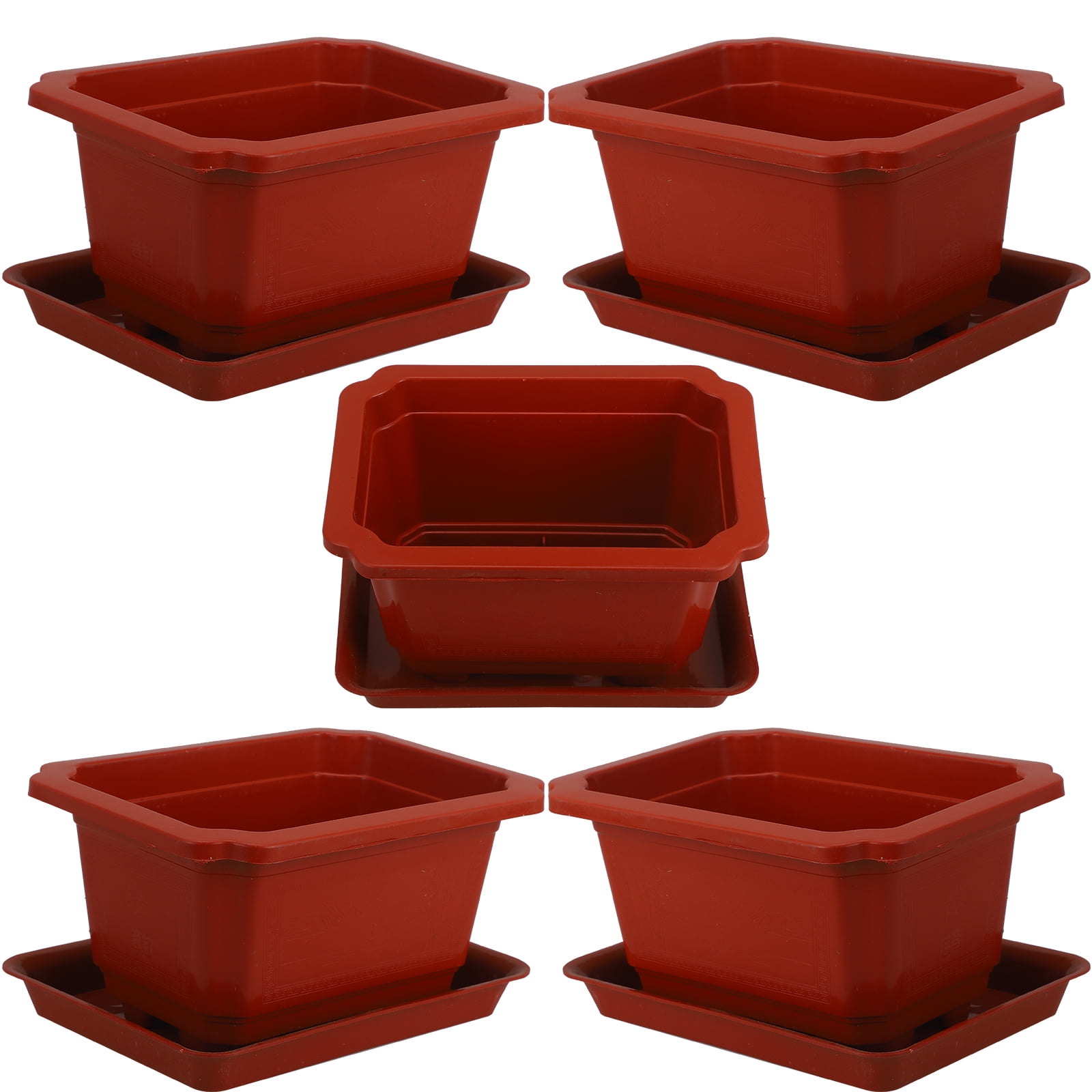 5 Sets Flowerpot Bonsai Tree Rectangular Pots Office Rectangle Small ...