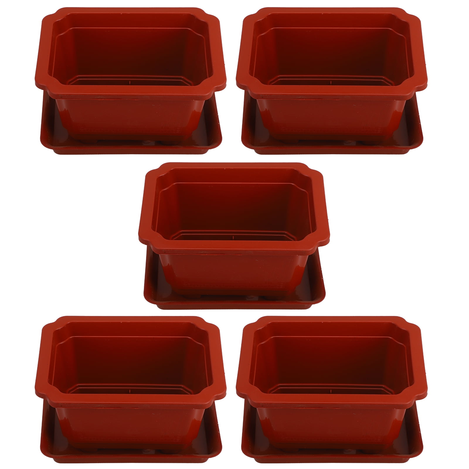 5 Sets Flowerpot Office Bonsai Large Rectangular Practical Tree Pots ...