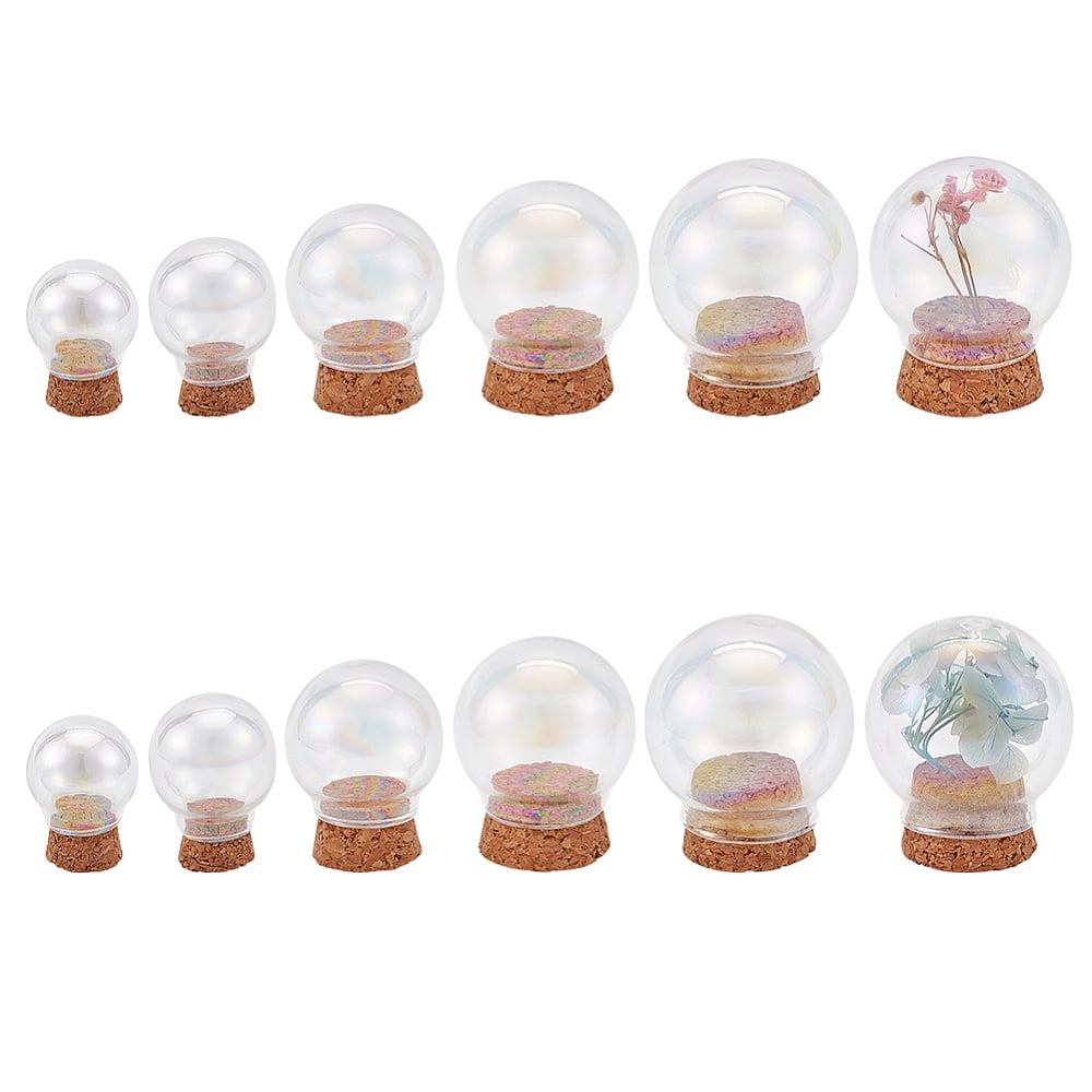 5 Sets Glass Dome Cloches Glass Round Shape Display Showcase Domes with ...