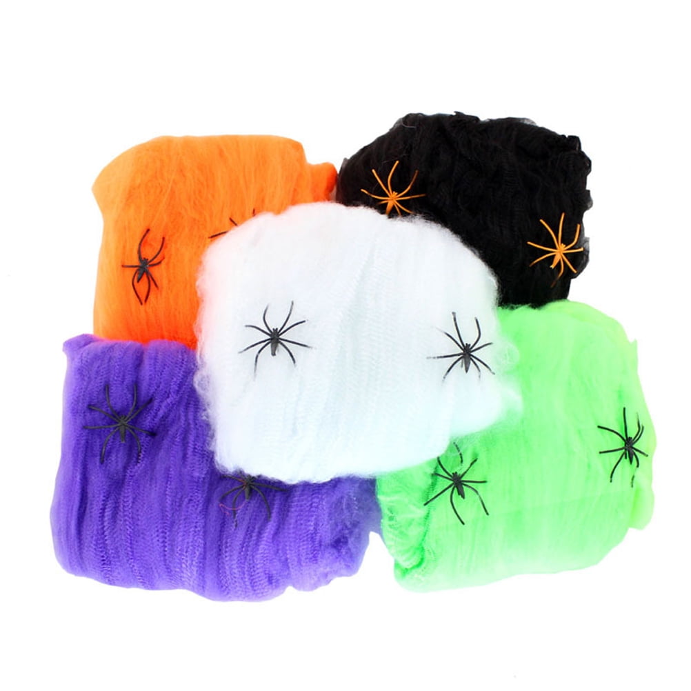 5 Sets Halloween Spider Web Halloween Scary Party Scene Props Stretchy ...