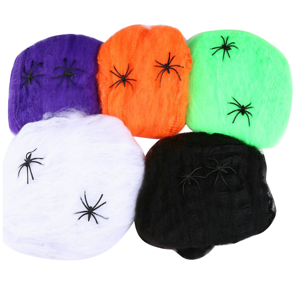 5 Sets Halloween Spider Web and Spiders Toy Creepy Spider Web Funny ...