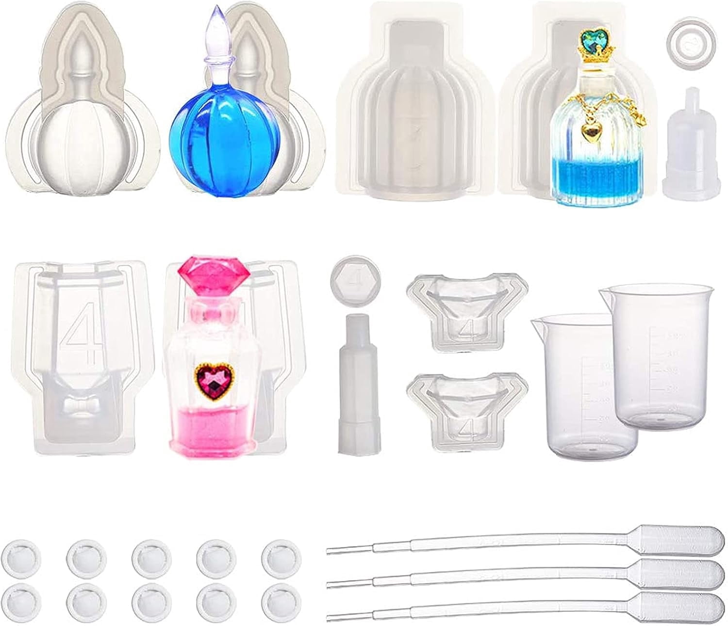 5 Sets Perfume Bottle Container and Stopper UV Resin Epoxy Silicone ...