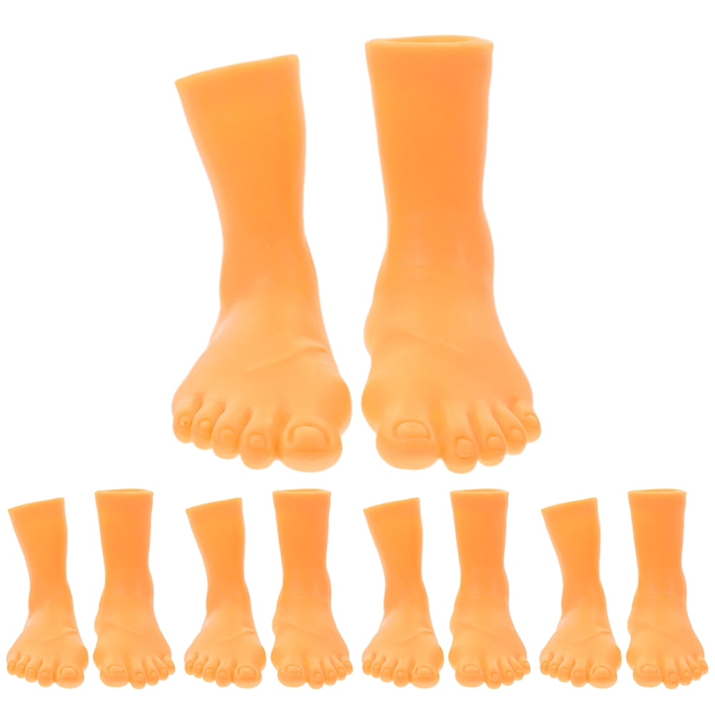 5 Sets Puppets Toys Finger and Foot Covers Rubber Enamel Feet Funny ...