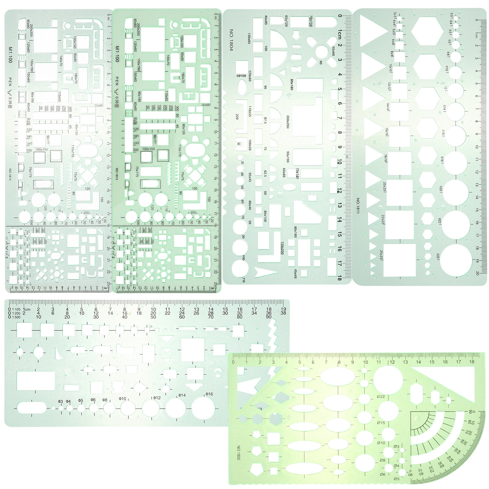 5 Sets Shape Stencils Drawing Template Architectural - Walmart.com