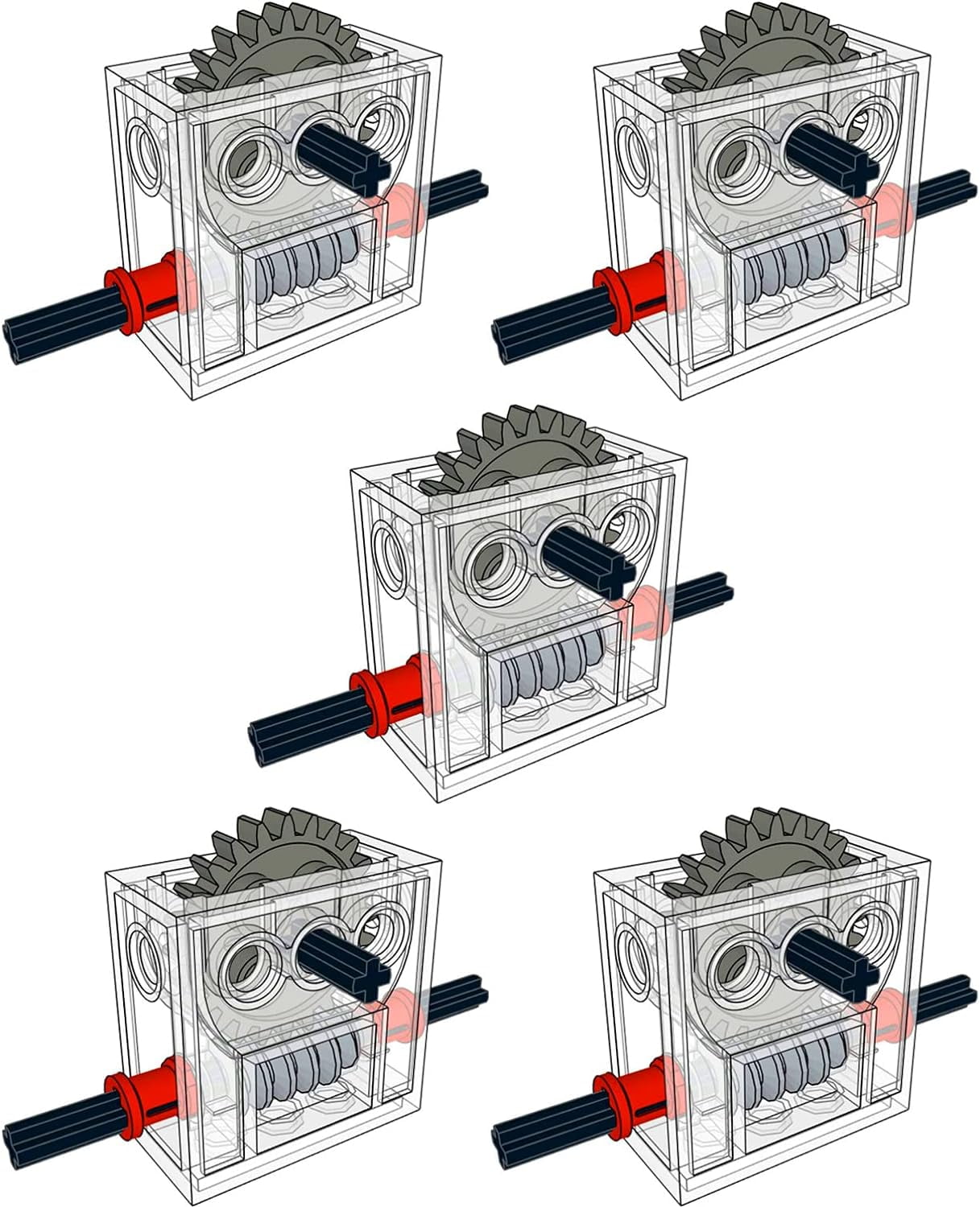 5 Sets of Technical Parts Complete Gearbox Assembly Trans-Clear Wormbox ...