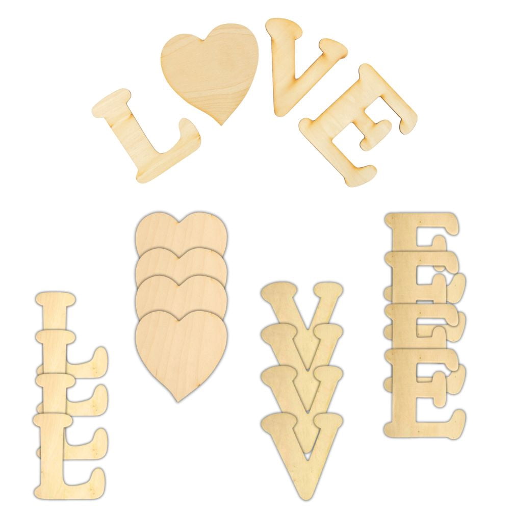 5 Sets Unfinished Wooden "LOVE" Cutouts - for Valentines Day - Factory ...