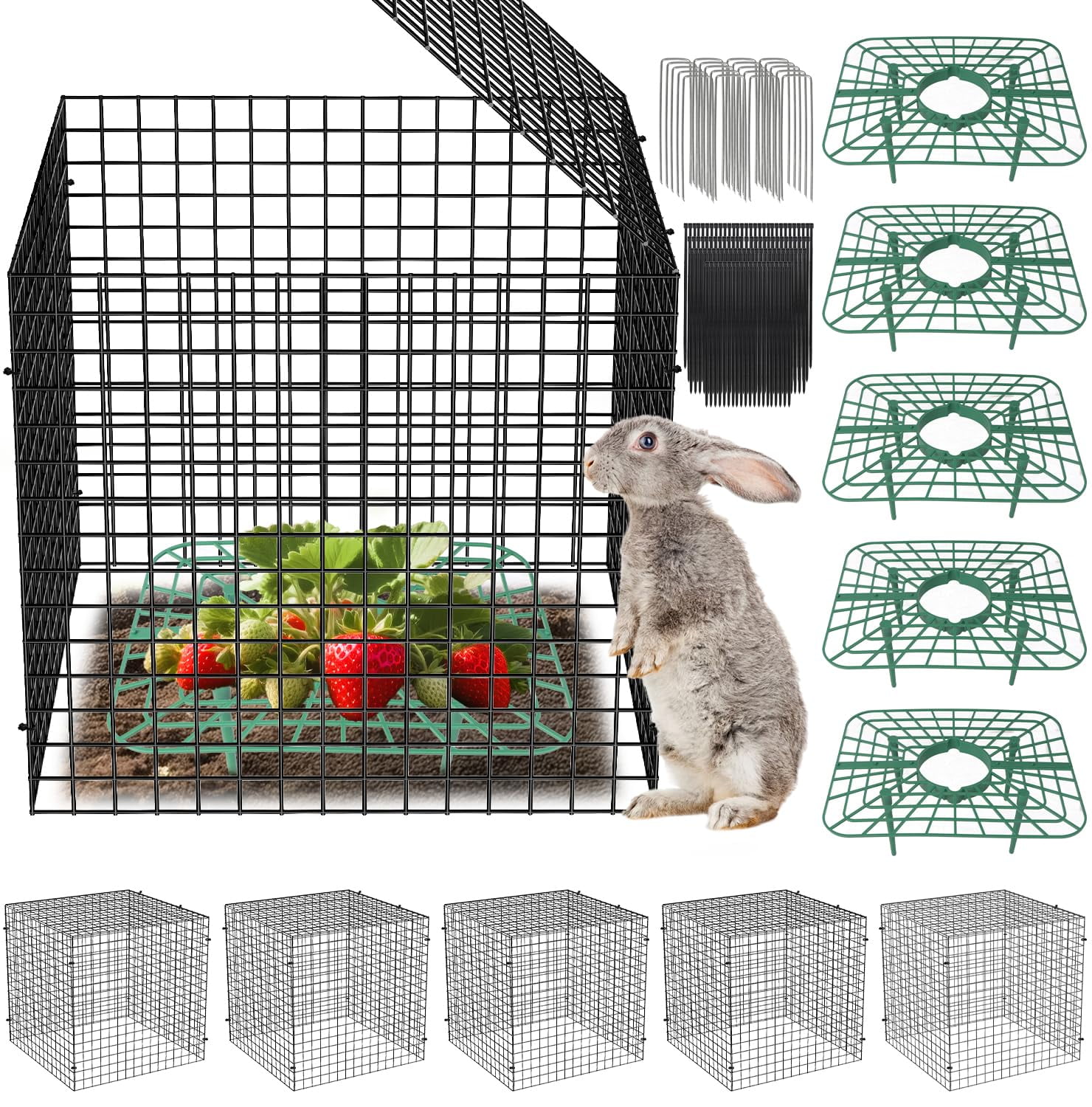 5 Sets Upgraded Strawberry Plant Support with 25Pcs 12'' x 12'' Metal ...