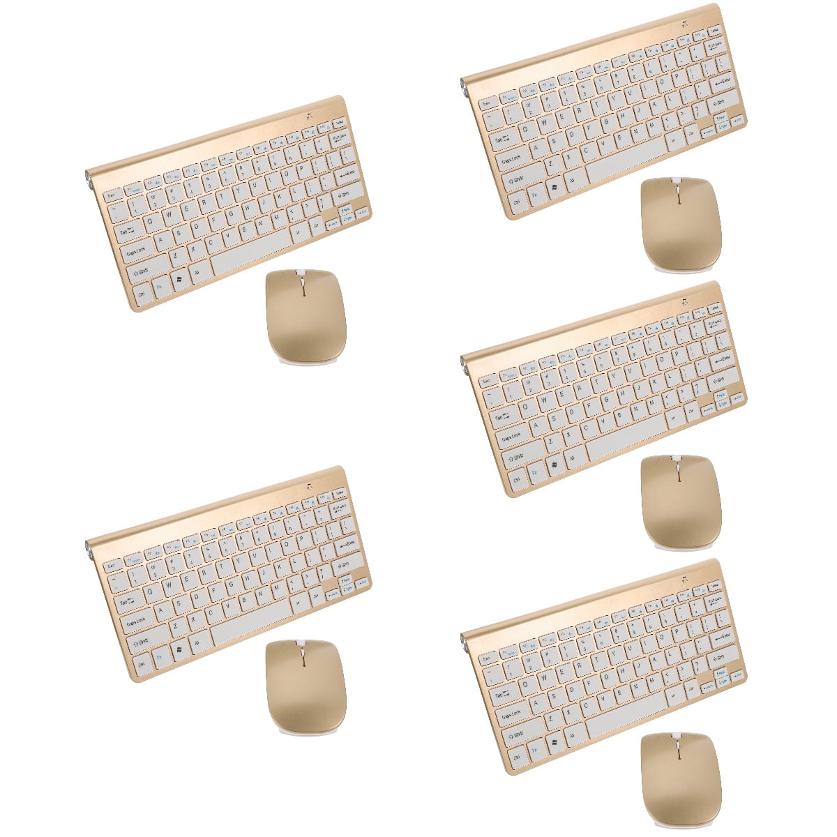 5 Sets Wireless Keyboard and Mouse Computer Mice Silent Mini Golden ...