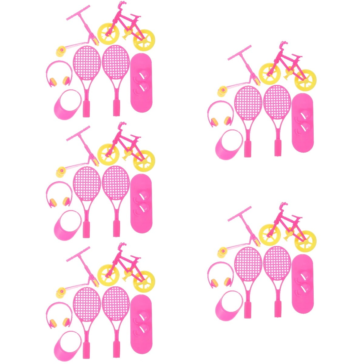 5 Sets of Doll Accessories Doll Suitcase Headphone Tennis Racket Hat ...