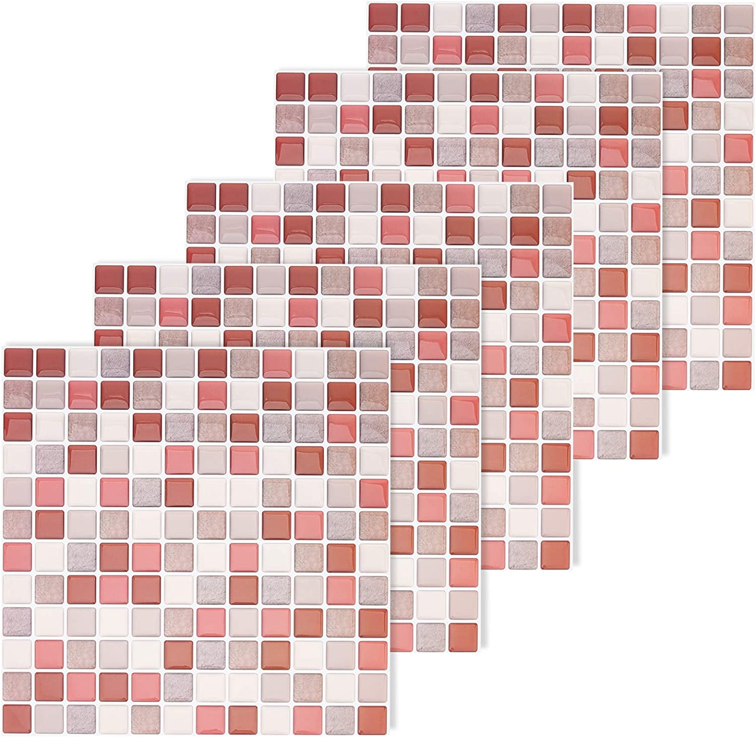 5 Sheet 3D Mosaic Tile Sticker Peel and Stick Backsplash Tile Kitchen ...