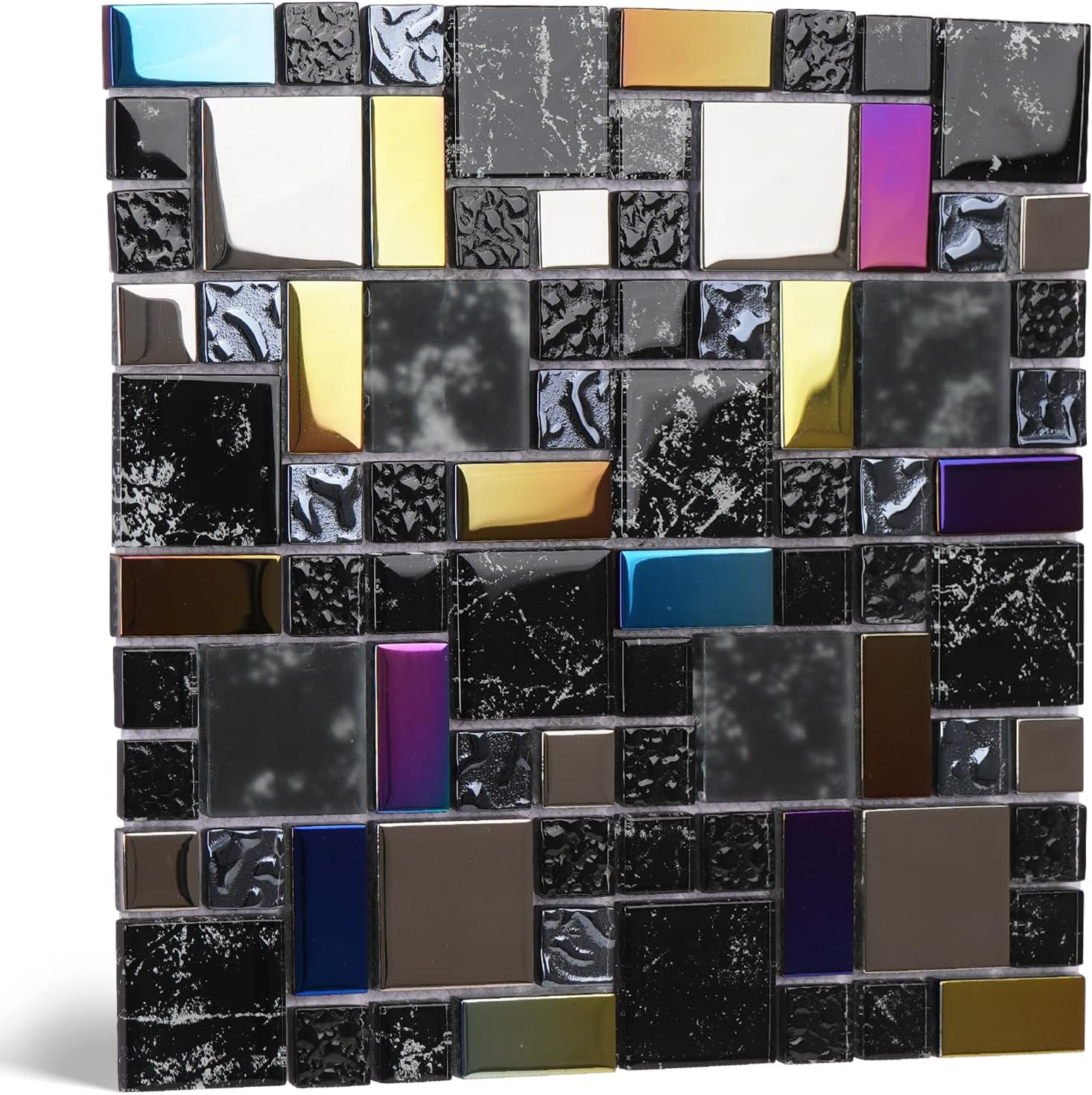 5-Sheet Glass Backsplash Tiles, 5 Square Feet Glass Mosaic Backsplash ...