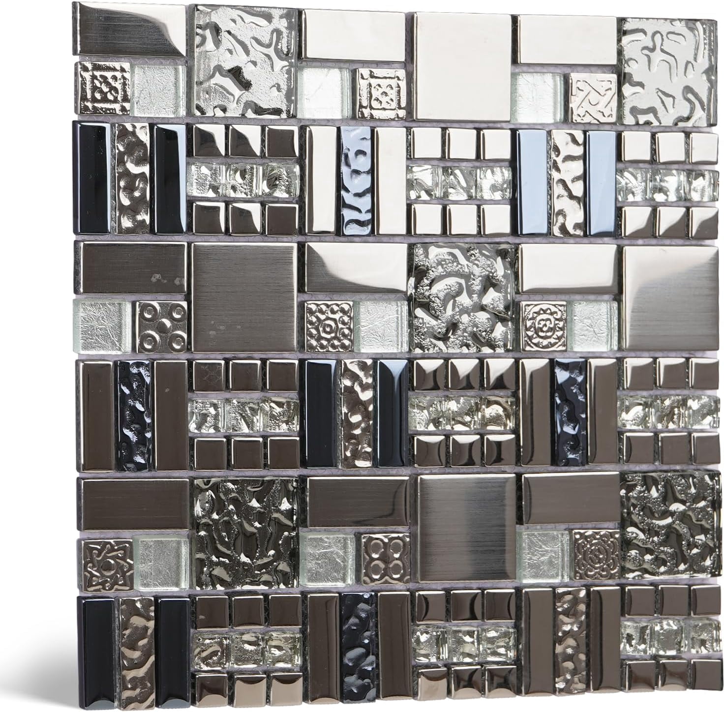 5-Sheet Glass Backsplash Tiles, 5 Square Feet Glass Mosaic Backsplash ...