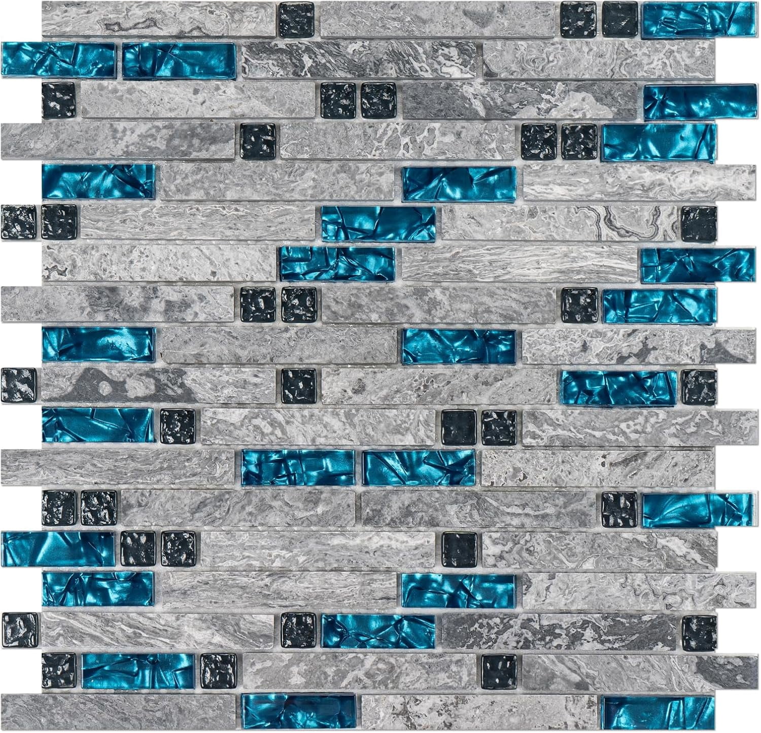 5-Sheet Glass Backsplash Tiles, 5 Square Feet Glass Mosaic Tile Subway ...