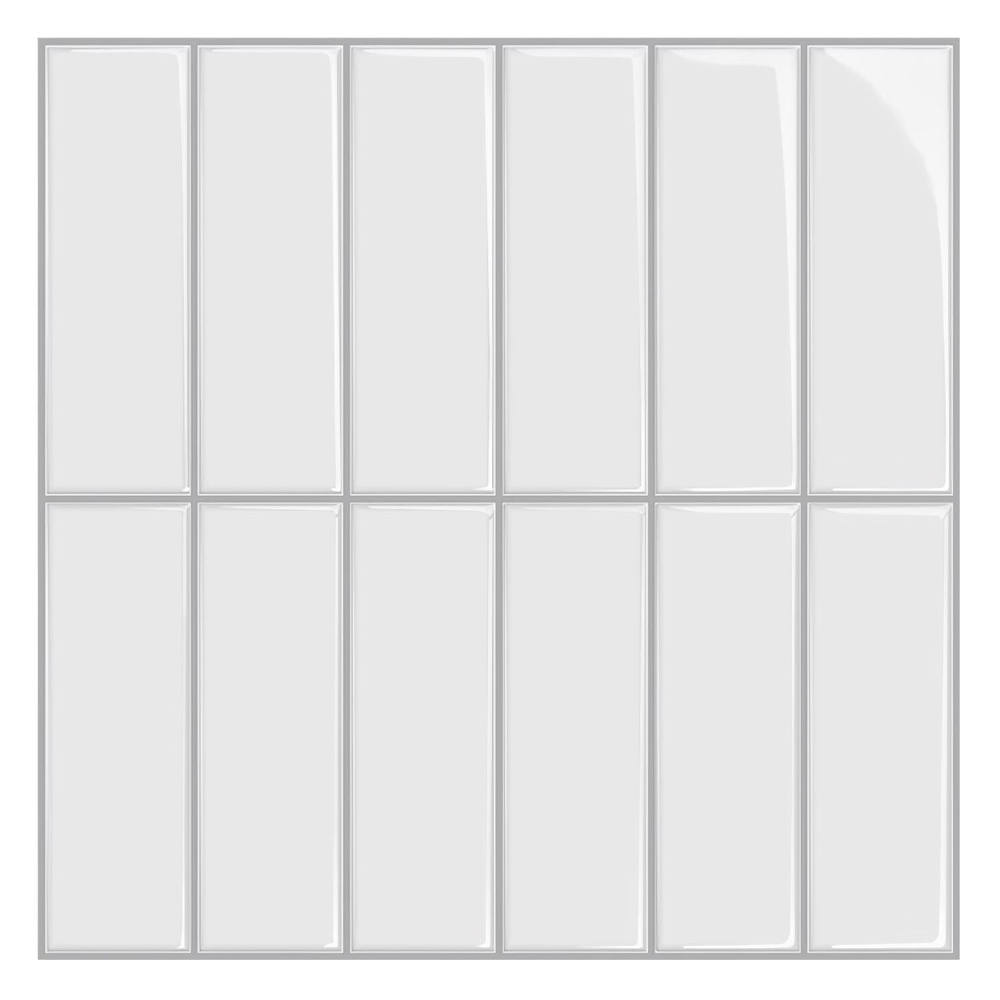5 Sheets 10”x10” Pure White 3D Peel and Stick Backsplash Tiles Glossy ...