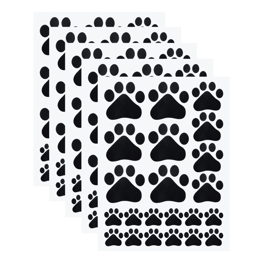 5 Sheets(110Pcs) Dog Paw Prints Wall Decals Vinyl Pawprints Sticker ...