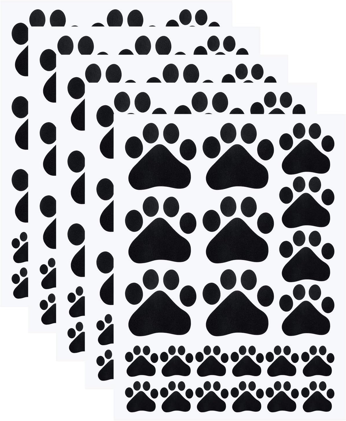 5 Sheets(110Pcs) Dog Paw Prints Wall Decals Vinyl Pawprints Sticker ...