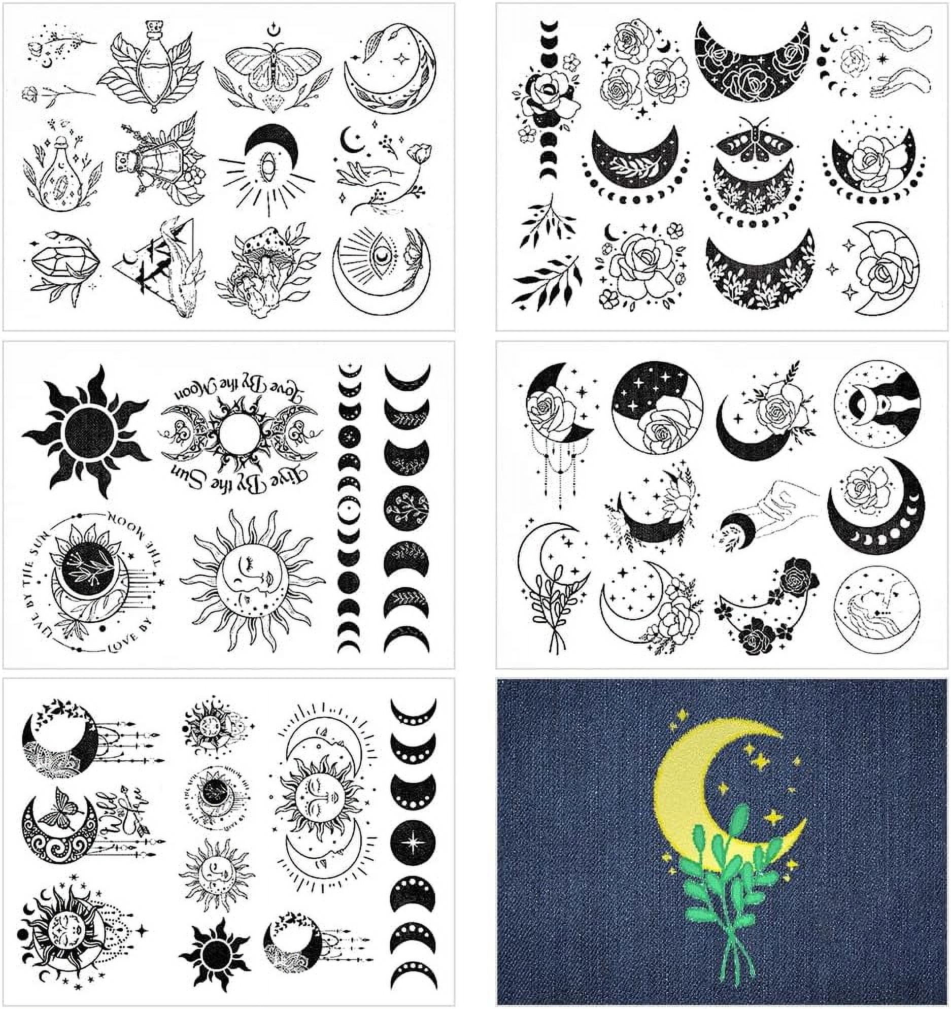 5 Sheets 53Pcs Sun Moon Water Soluble Embroidery Stabilizers Patterns ...