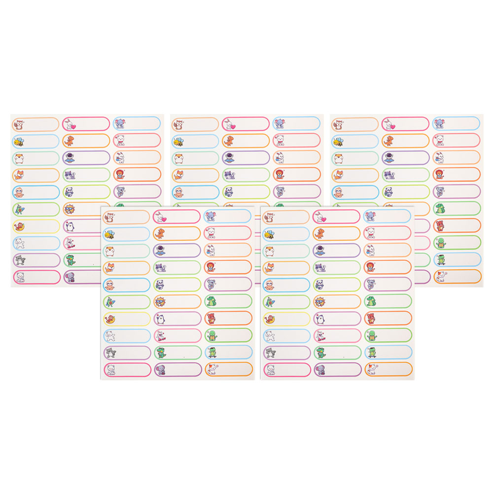 5 Sheets Adhesive Name Labels Colorful Name Stickers Daycare Name ...
