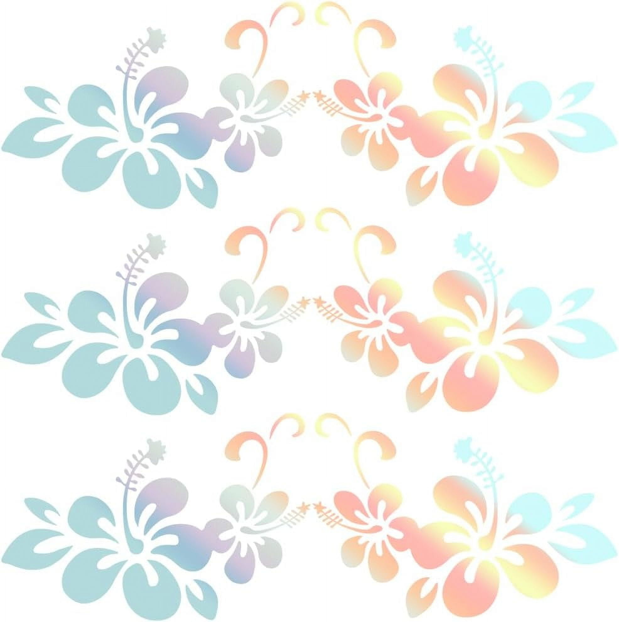 5 Sheets Colorful Reflective Bumper Women Car Decals Hibiscus Flower ...