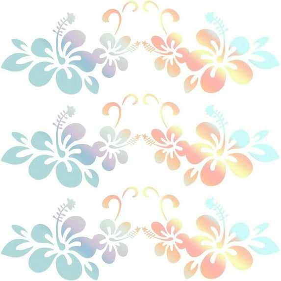 5 Sheets Colorful Reflective Bumper Women Car Decals Hibiscus Flower ...