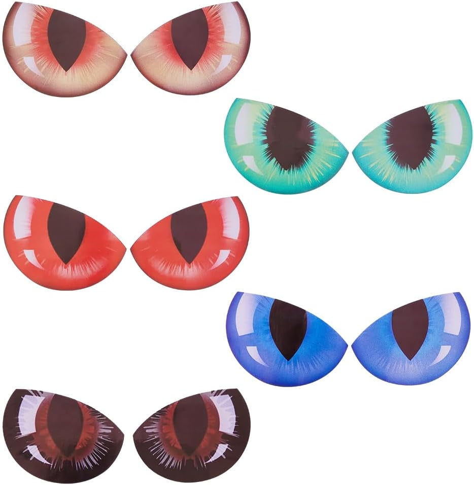 5 Sheets 5 Colors Eye Shape Car Stickers Waterproof PVC Eye Decals Hood ...