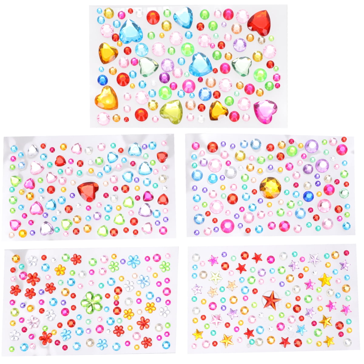 5 Sheets Crystal Stickers DIY Acrylic Rhinestone Beads Set Stickers for ...