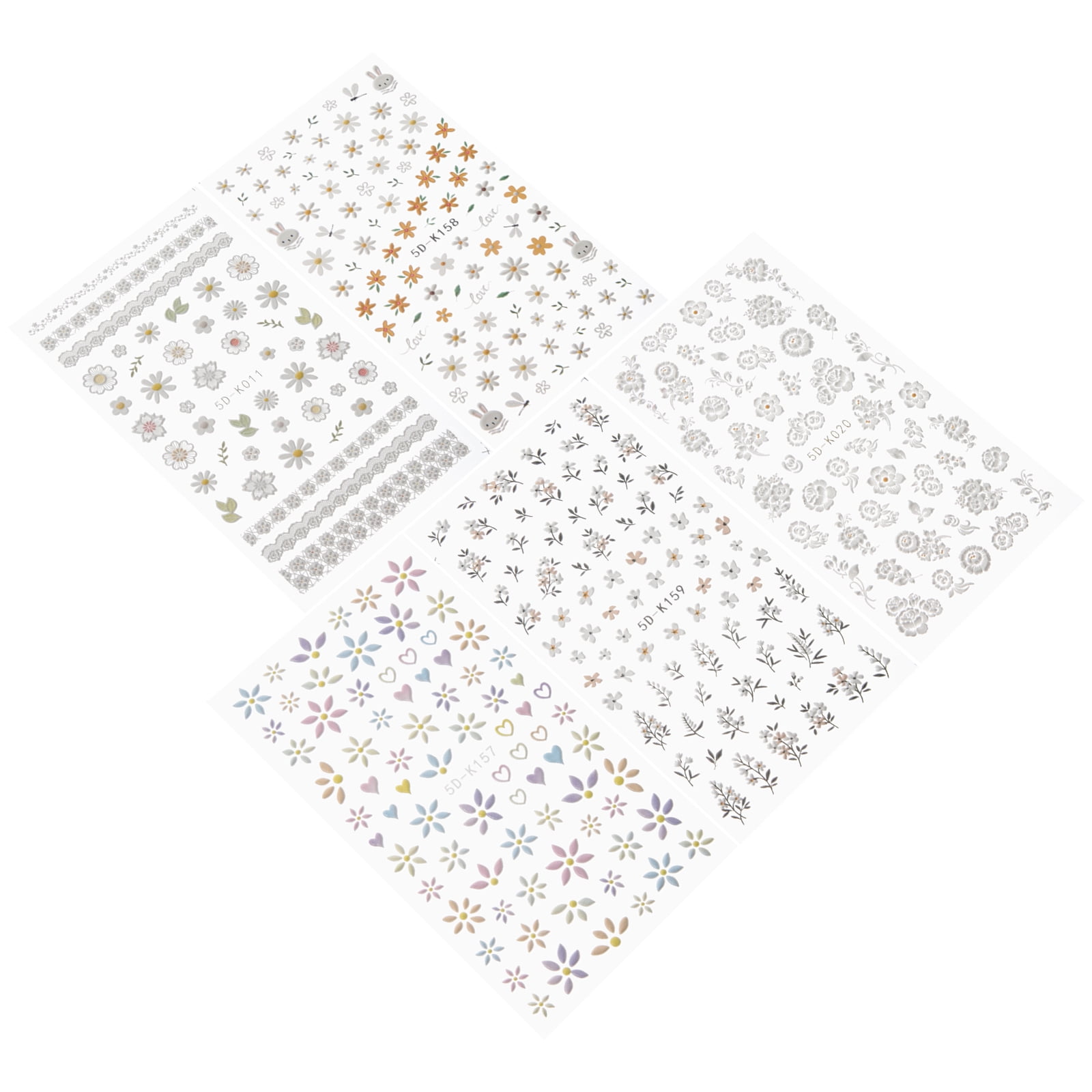 5 Sheets Decals For Nails Stickers Art Decoration Daisy Flower Manicure Fingernail