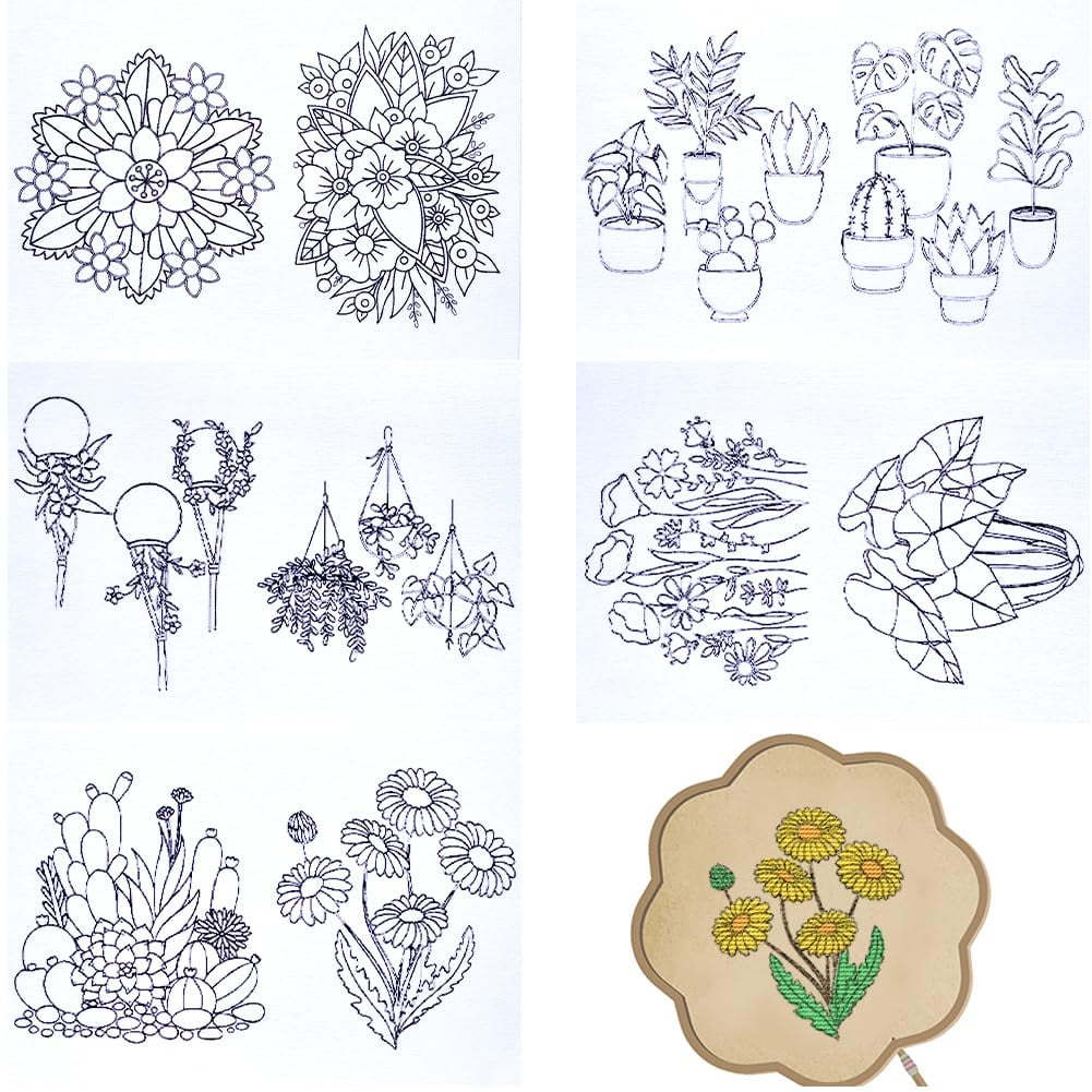 5 Sheets Flowers Leaves Water Soluble Embroidery Patterns Stabilizers ...