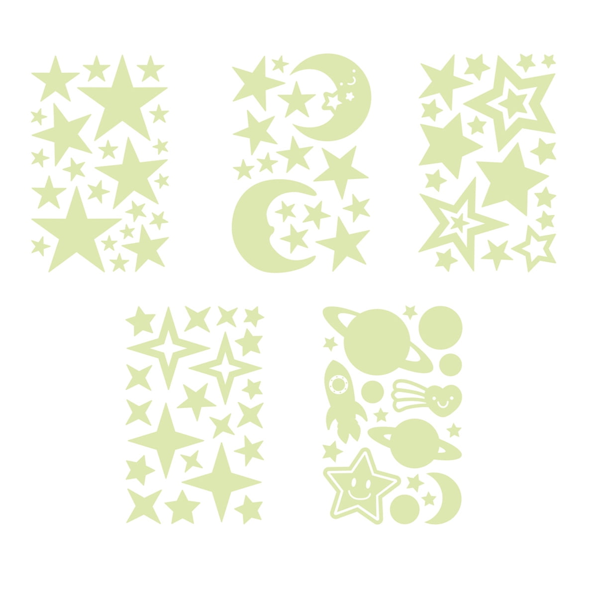 5 Sheets Glow in The Dark Star Stickers, Bright and Lasting, Glow ...