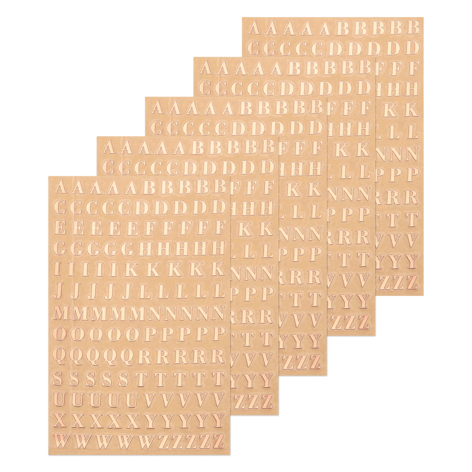 5 Sheets Letter Resin Stickers 3D Small A to Z Rose Gold Alphabet ...