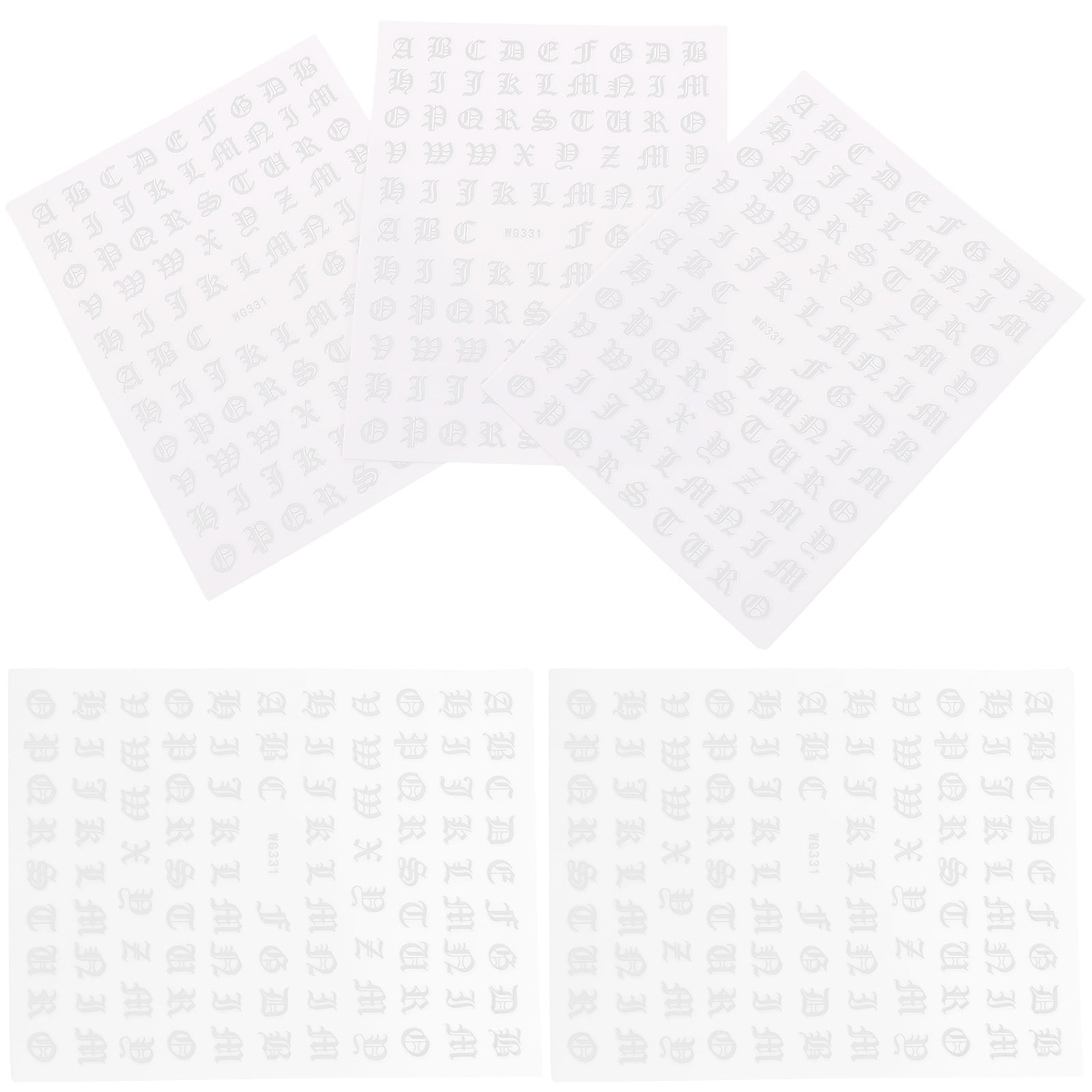 5 Sheets Nail Decal Press Nails Boards for Art Stencils Silver ...