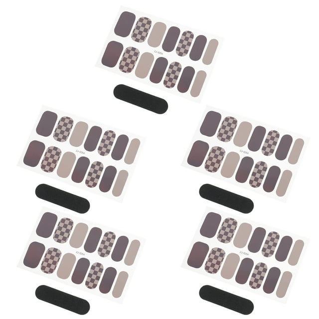 5 Sheets Nail Polish Stickers Plaid Nail Strips Stickers Manicure Decal ...