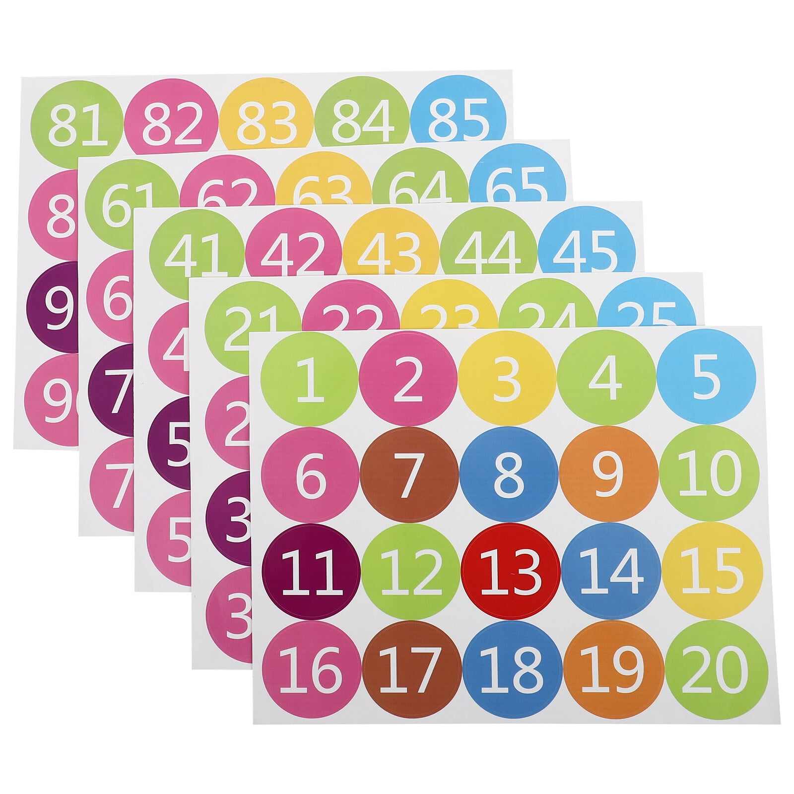 5 Sheets Numbers Wall Decals Color Labels Digital Cognitive Stickers ...