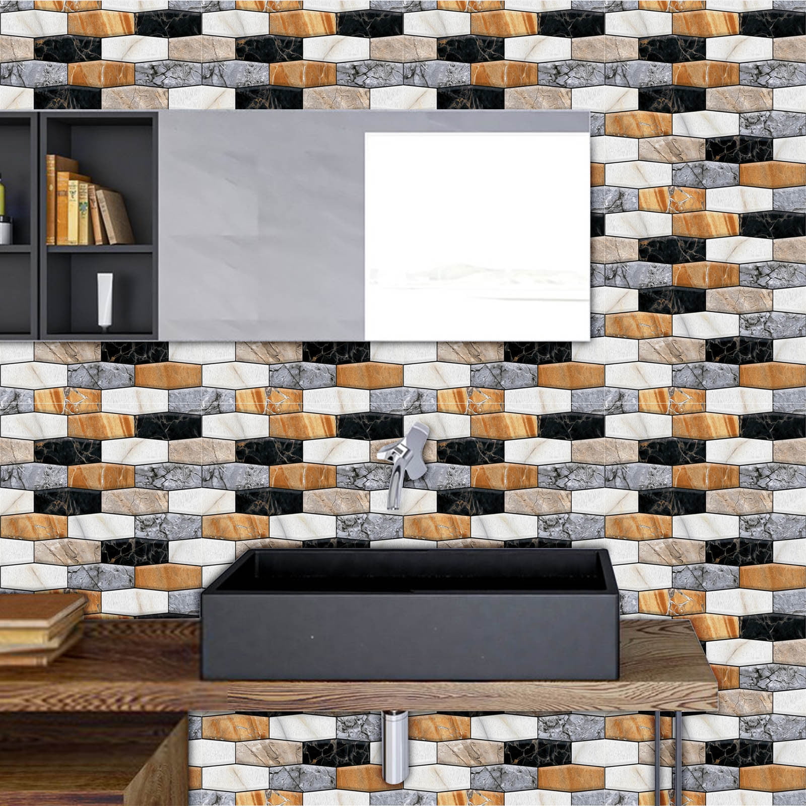 5-Sheets Peel and Stick Kitchen Backsplash Tiles, 12"X12" Self-Adhesive Marble Wall Tiles for ...