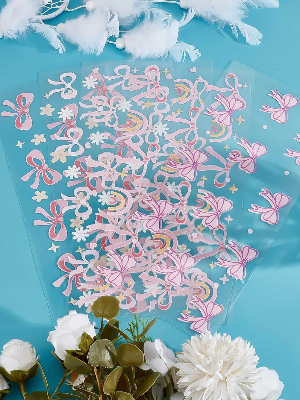 5 Sheets Plastic Bowknot Stickers PVC Plastic Waterproof Sticker Labels ...
