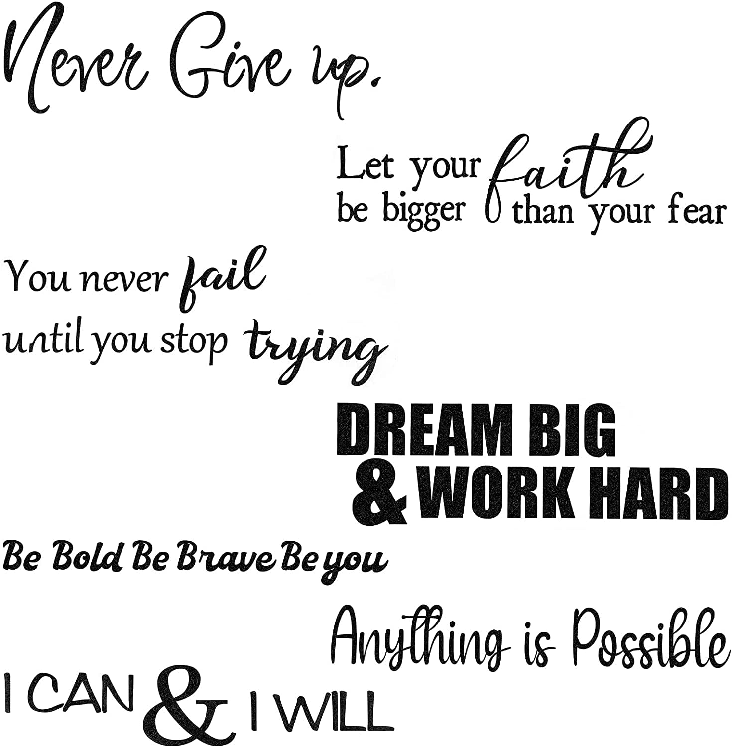 5 Sheets Vinyl Wall Quotes Stickers Inspirational Quotes Decals Peel ...